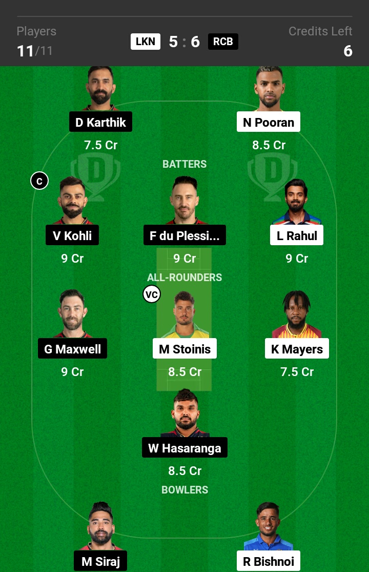 LSG vs RCB Dream11 Prediction in Hindi, ये टीम बना के बन सकते है नंबर 1, पिच रिपोर्ट, Dream11 ...