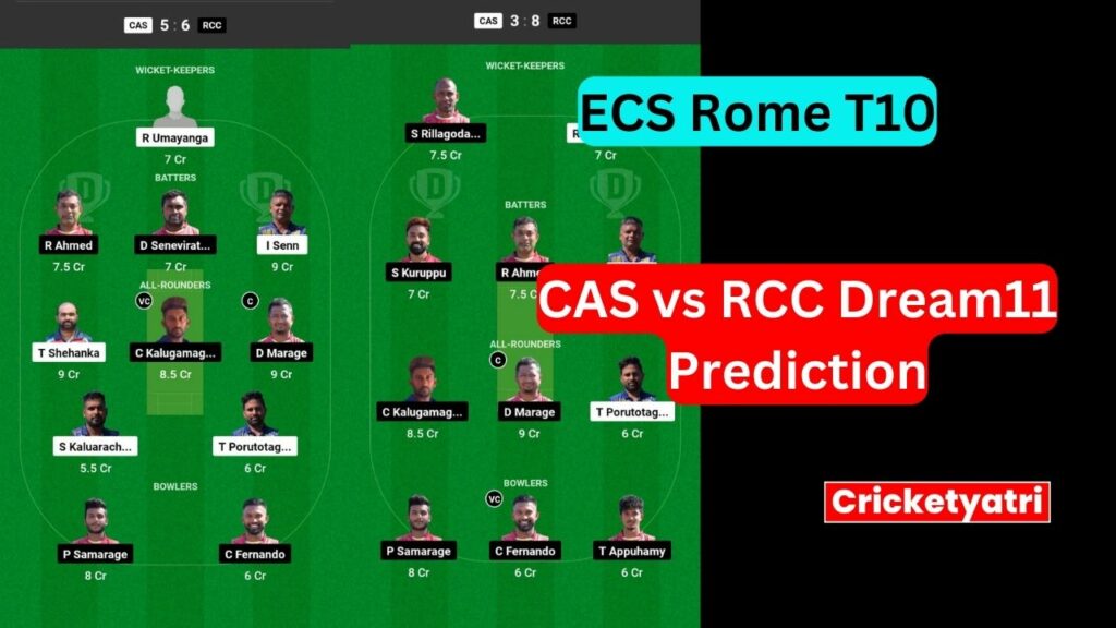 CAS vs RCC Dream11 Prediction in Hindi, Dream11 Team, Fantasy Cricket, Pitch Report, ECS Rome T10