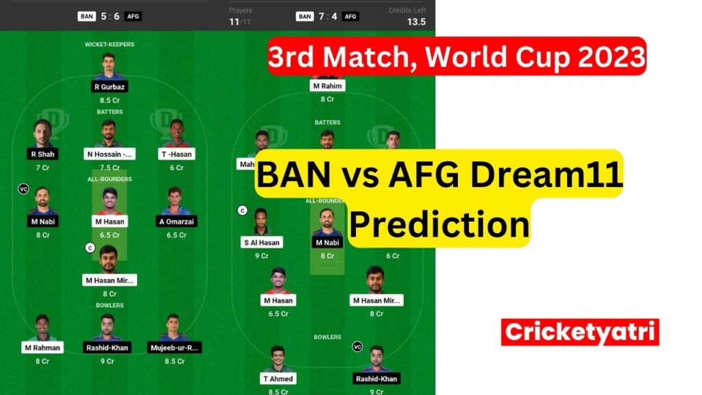 BAN vs AFG Dream11 Prediction in Hindi, Dream11 Team, Fantasy Cricket ...