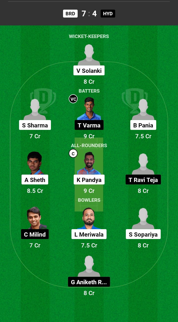 BRD vs HYD Dream11 Prediction in Hindi, Fantasy Cricket, Pitch Report ...