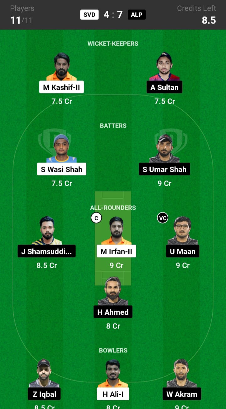 SVD vs ALP Dream11 Prediction in Hindi, Fantasy Cricket, Pitch Report, Dream11 Team, T10 Match ...