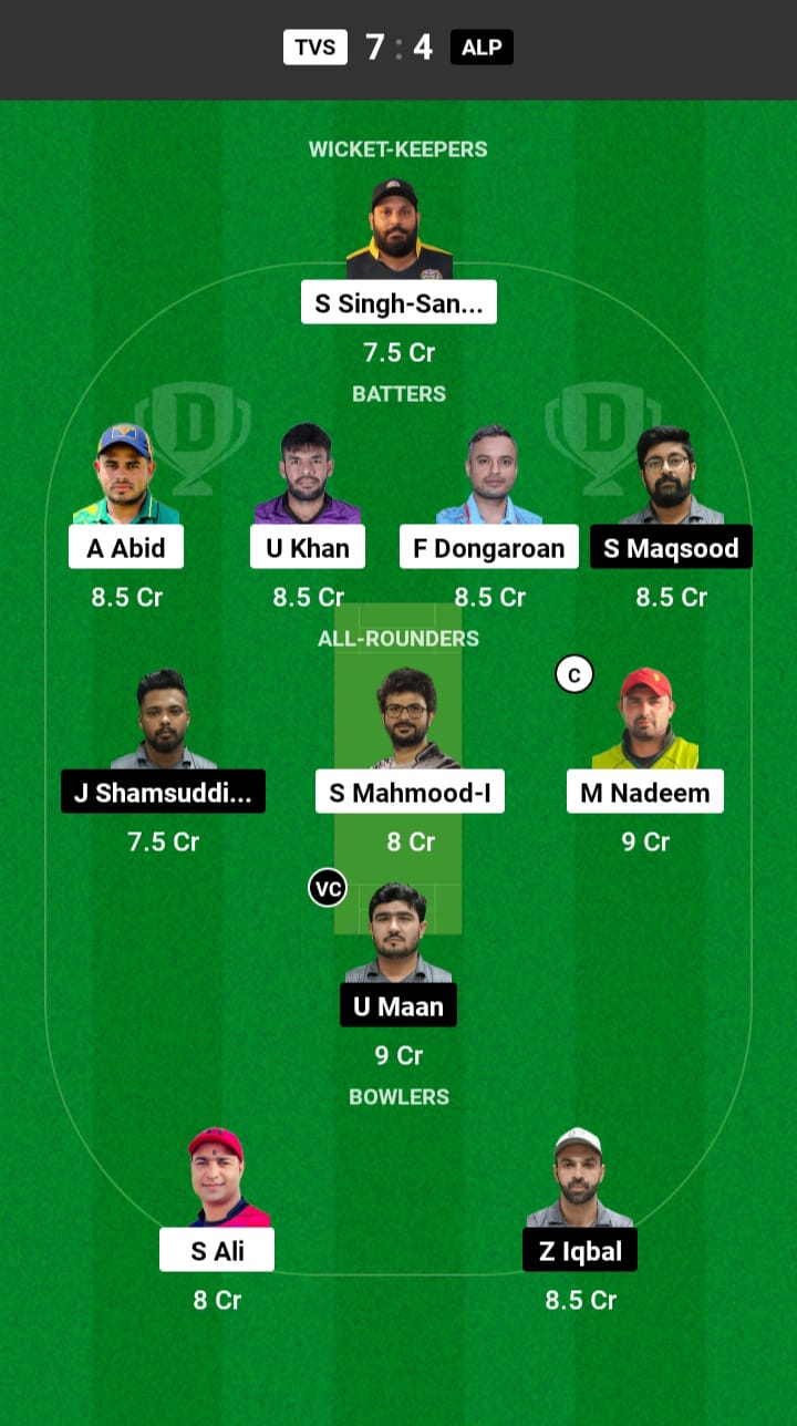 TVS vs ALP Dream11 Prediction in Hindi, Fantasy Cricket, Pitch Report, Dream11 Team, T10 MATCH ...