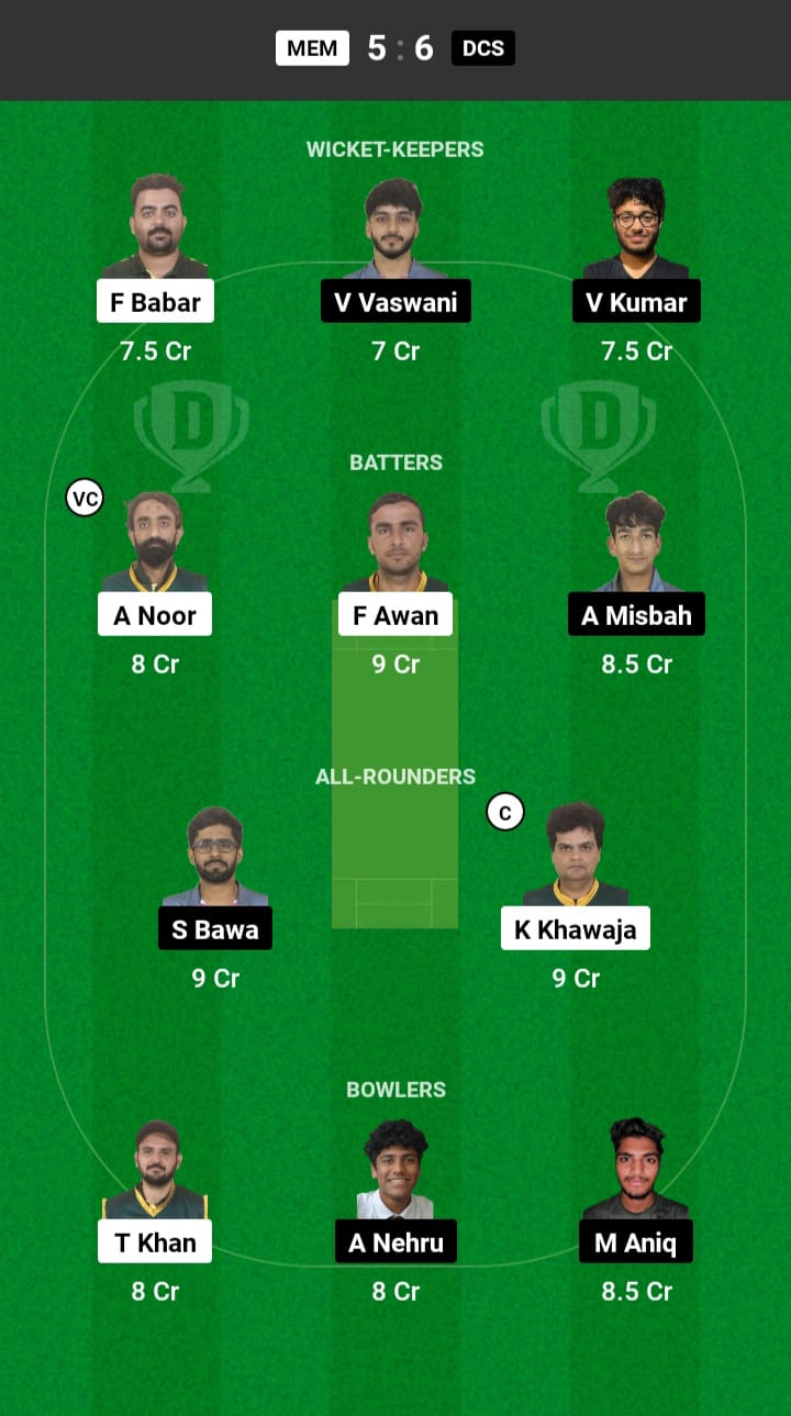 MEM vs DCS Dream11 Prediction in Hindi, Fantasy Cricket, Pitch Report, Dream11 Team, T20 MATCH ...