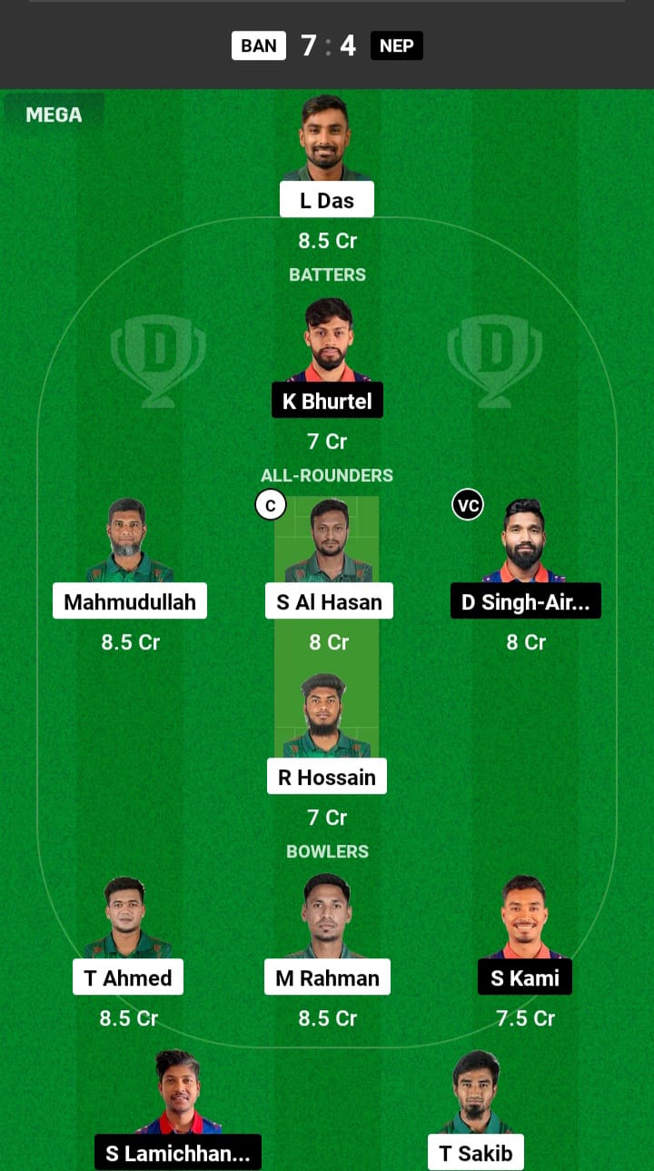 BAN vs NEP Dream11 Prediction in Hindi, Fantasy Cricket, Pitch Report ...